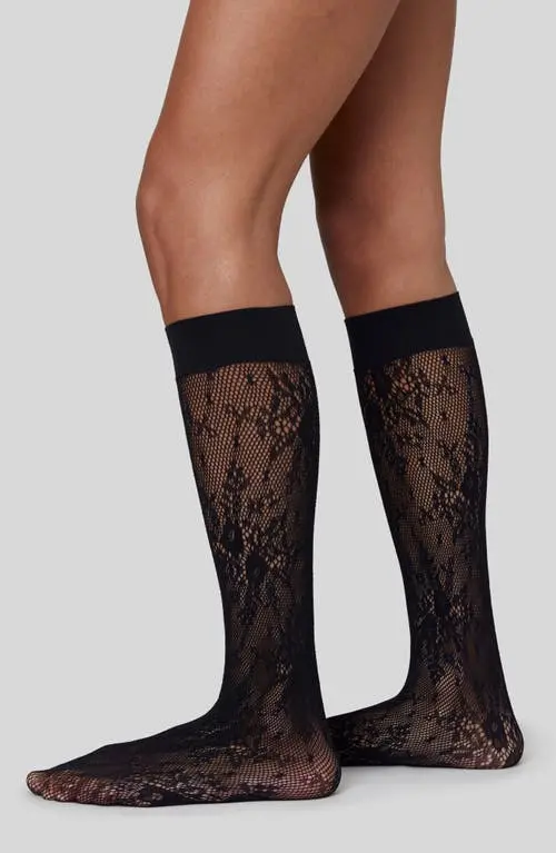 Swedish Stockings Rosa Lace Knee High Socks - Black