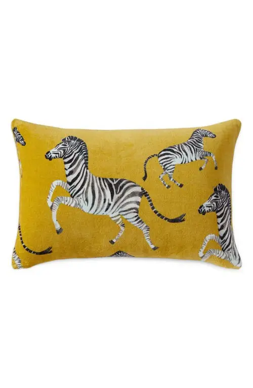 SUNDAY CITIZEN Velvet Watercolor Zebra Small Lumbar Pillow - Gold