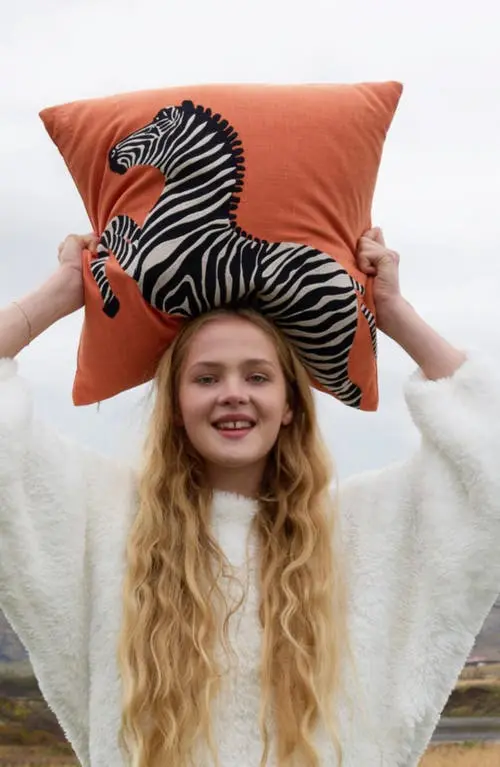 SUNDAY CITIZEN Zebra Embroidered Throw Pillow