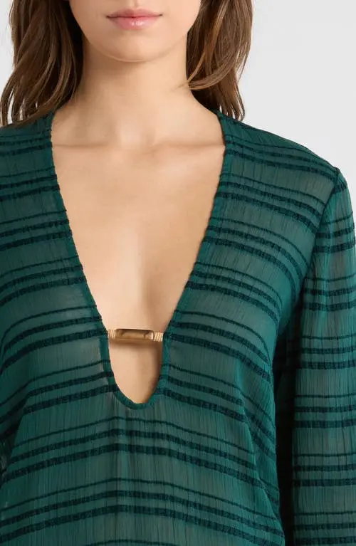 VIX PAULA HERMANNY Solid Cali Stripe Midi Cover-up Dress