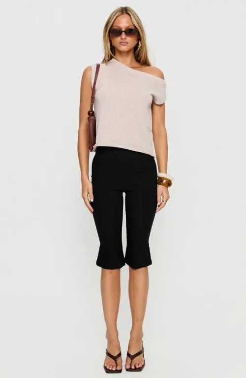 Princess Polly Ashfield One-shoulder Crop Sweater - Oat