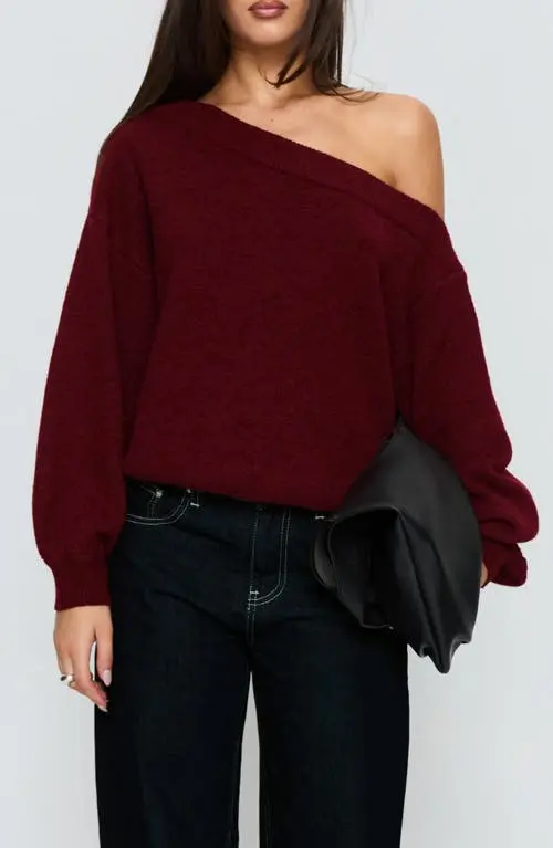 Princess Polly One-shoulder Sweater - Red