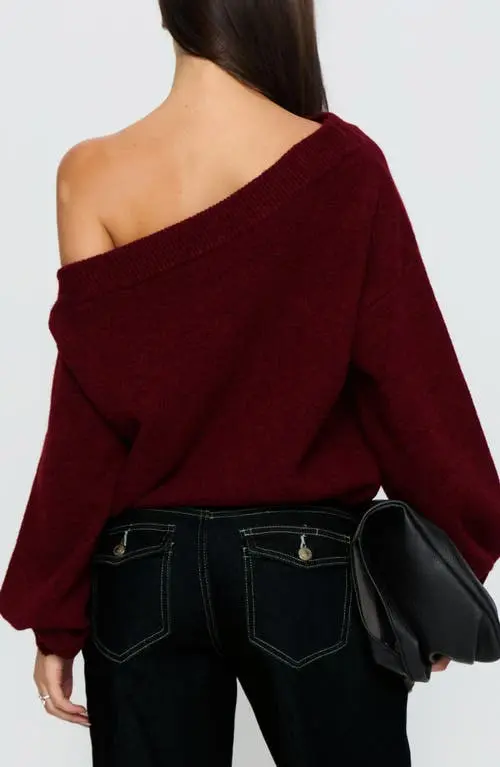 Princess Polly One-shoulder Sweater - Red