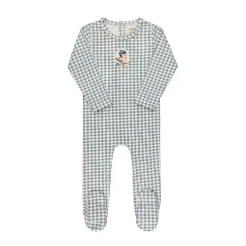 ELY'S & CO. Gingham Owl Footie - Blue