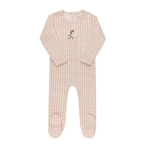 ELY'S & CO. Gingham Owl Footie - Blush
