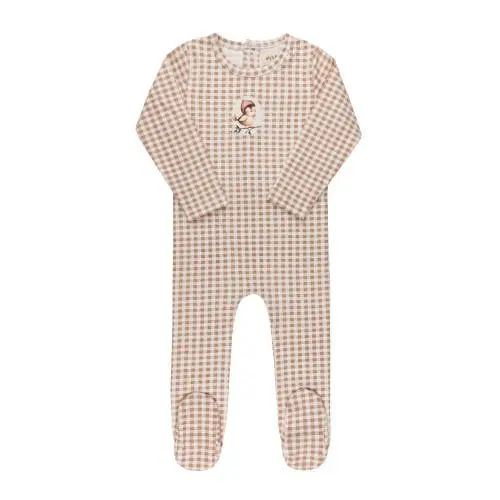 ELY'S & CO. Gingham Owl Footie - Mauve