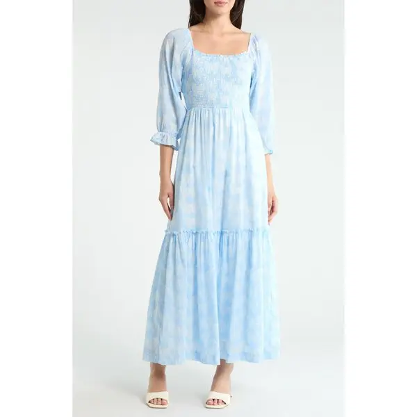 SUGARLIPS Aubry Smocked Ruffle Hem Maxi Dress