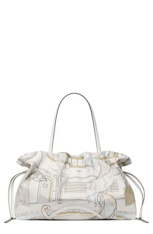 Tory Burch Ella Print Drawstring Tote - The Pool Beige