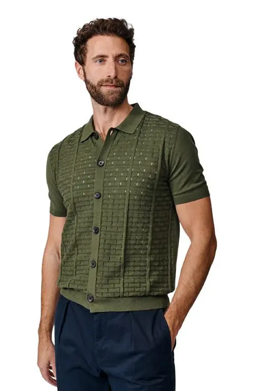 AUBIN Manor Textured Button Through Polo