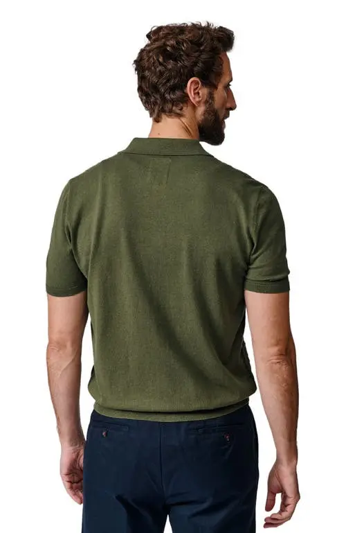 AUBIN Manor Textured Button Through Polo