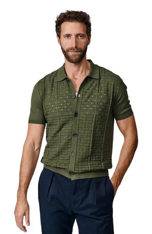 AUBIN Manor Textured Button Through Polo