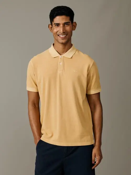 AUBIN Lusby Short Sleeve Pique Polo Shirt - Lemon