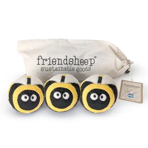 FRIENDSHEEP Wool Dryer Balls Xl Set Of 3 - Bee