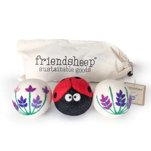 FRIENDSHEEP Wool Dryer Balls Xl Set Of 3 - Lavender Fields Ladybug