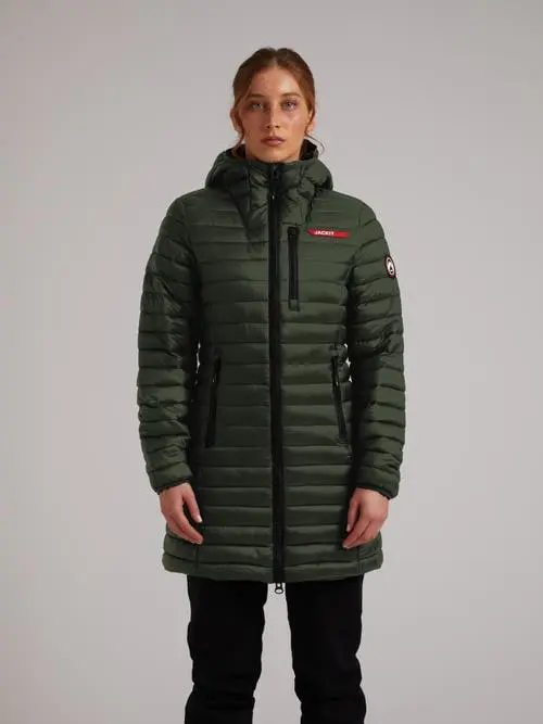 JACK1T Satell1te Longline Hooded Jacket - Olive