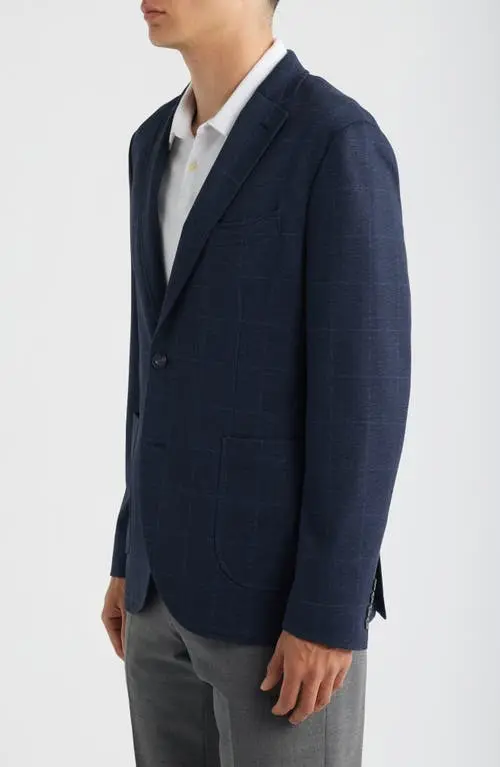 GRUNER 1949 Alfi Windowpane Check Knit Sport Coat - Navy Windowpane