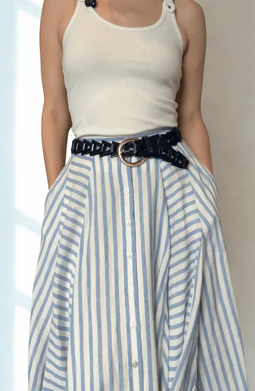 JURGI Patent Leather Triangle Loop Belt - Navy