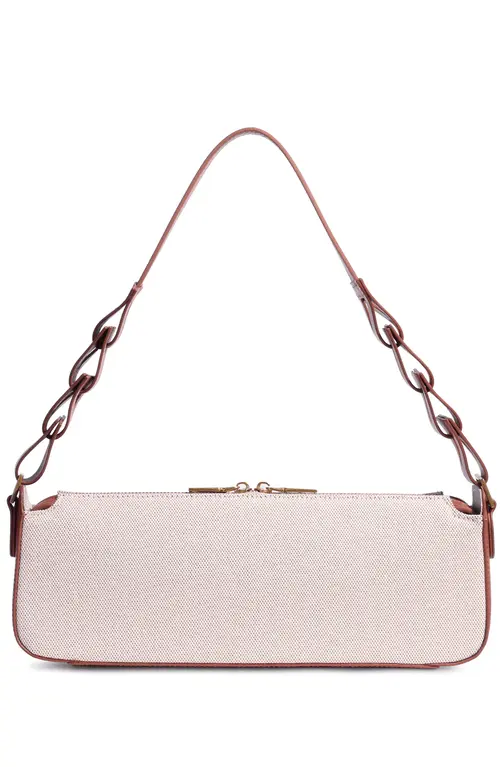 JURGI Canvas And Leather Shoulder Bag With Handwoven Handle - Cognac