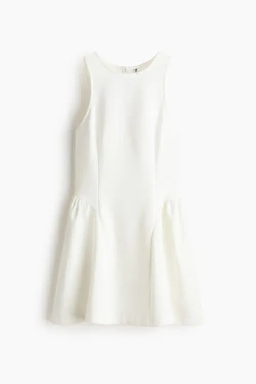 H&m Sleeveless Flared-skirt Mini Dress - Ivory