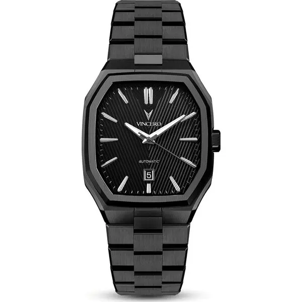 VINCERO Automatic Bracelet Watch With Guilloche Dial - Black