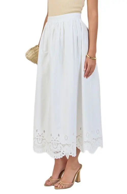 Endless Rose Embroidered Scalloped Hem Cotton Midi Skirt