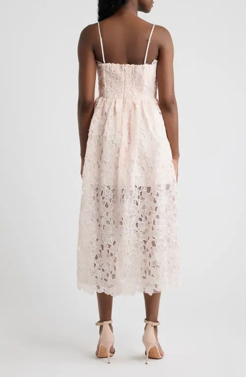 LUCY PARIS Holly Floral Lace Midi Dress