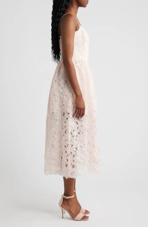LUCY PARIS Holly Floral Lace Midi Dress