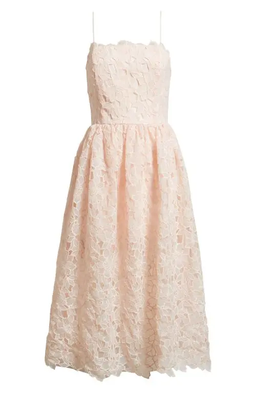 LUCY PARIS Holly Floral Lace Midi Dress