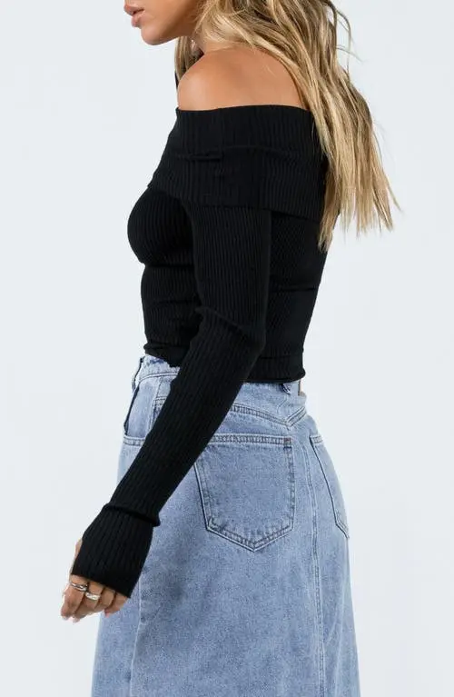 Princess Polly Morley Off The Shoulder Rib Sweater