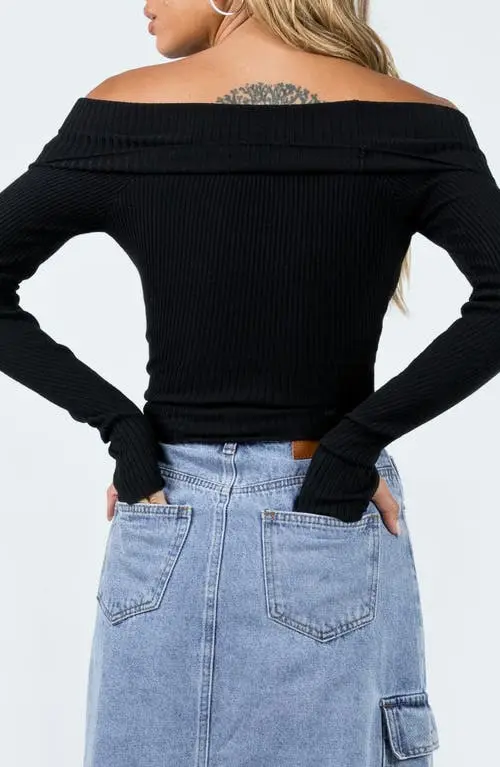 Princess Polly Morley Off The Shoulder Rib Sweater