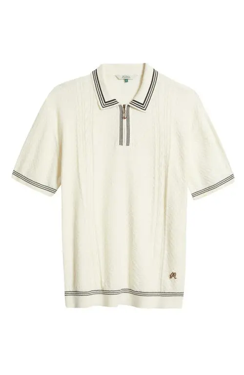 MALBON Navarro Textured Cotton Zip Polo - Cream