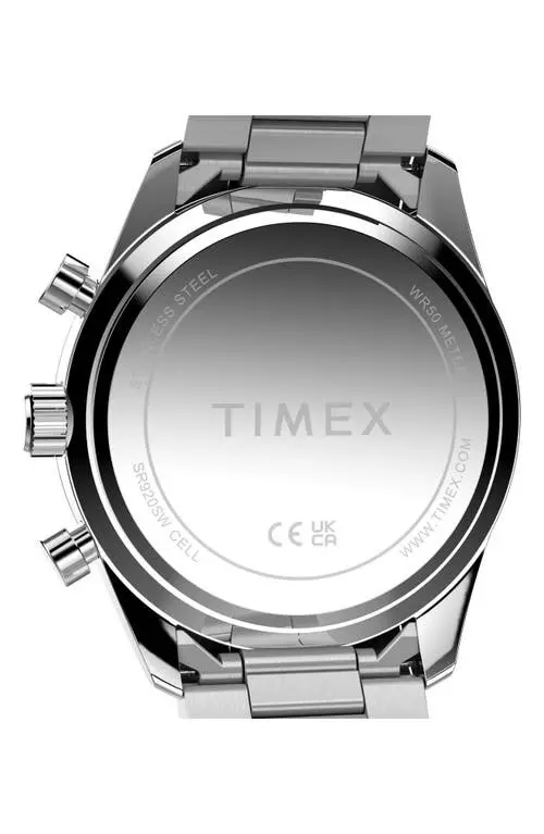 Timex® Ridgefield Chronograph Stainless Steel Bracelet Watch - Black/silver-tone