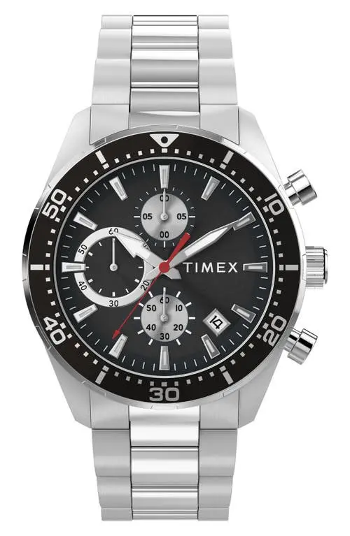 Timex® Ridgefield Chronograph Stainless Steel Bracelet Watch - Black/silverone