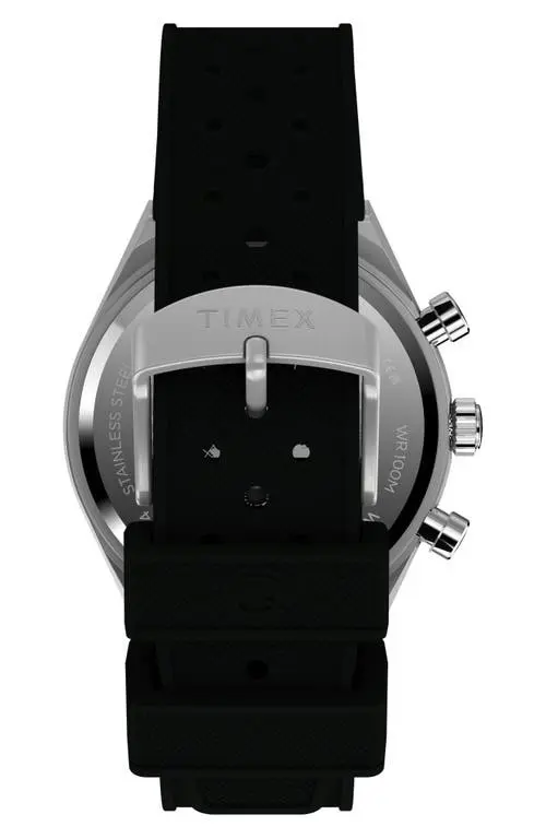 Timex® Timex Chronograph Stainless Steel And Silicone Strap Watch - Silver-tone
