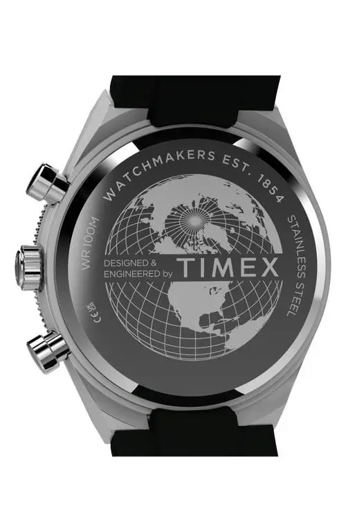 Timex® Timex Chronograph Stainless Steel And Silicone Strap Watch - Silver-tone