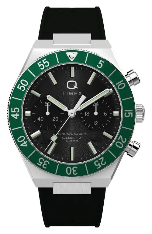 Timex® Timex Chronograph Stainless Steel And Silicone Strap Watch - Silverone