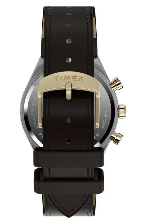 Timex® Timex Chronograph Leather Strap Watch - Silver-tone