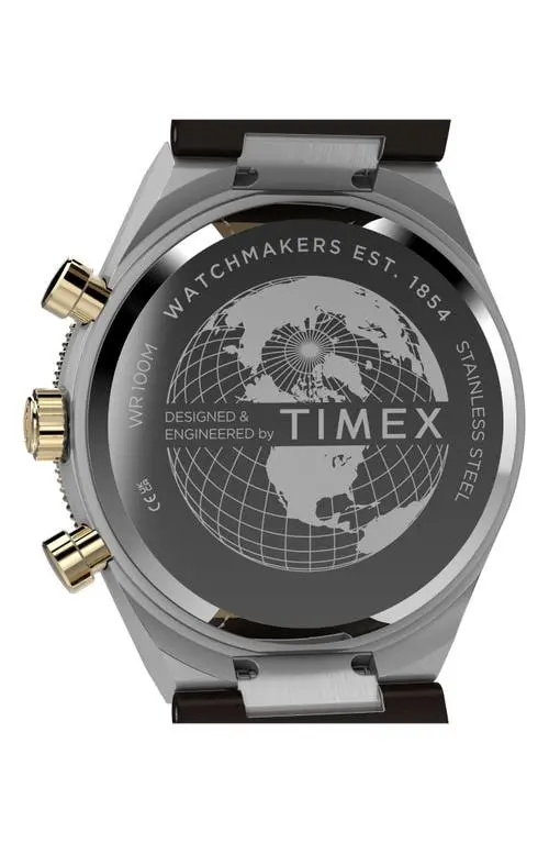 Timex® Timex Chronograph Leather Strap Watch - Silver-tone