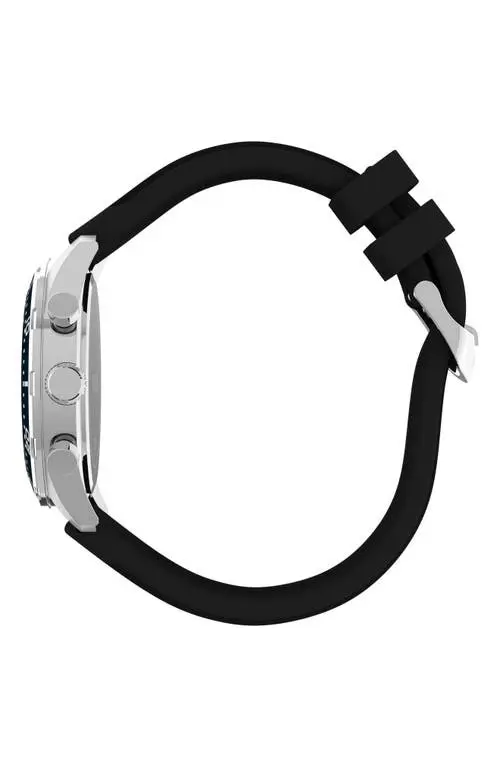 Timex® Timex Ridgefield Chronograph Stainless Steel And Silicone Strap Watch - Midnight/silver-tone