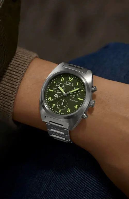 Timex® Timex Expedition Capstone Chronograph Stainless Steel Bracelet Watch - Silver-tone