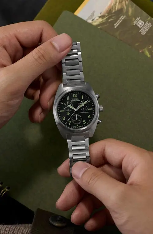 Timex® Expedition Capstone Chronograph Stainless Steel Bracelet Watch - Silver-tone