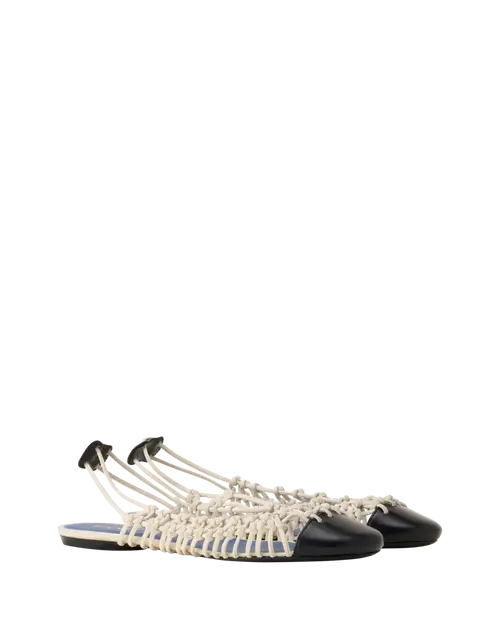 LANVIN Braided Leather Slingback Ballerinas