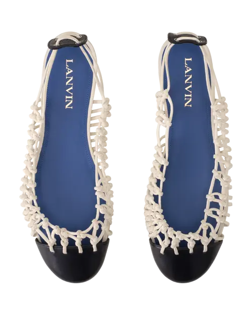 LANVIN Braided Leather Slingback Ballerinas