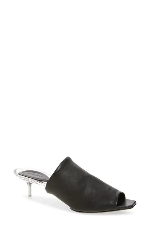 COURREGES Leather Slide Sandal With Transparent Sole - Black