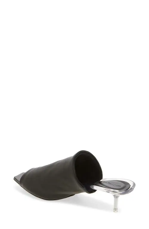 COURREGES Leather Slide Sandal With Transparent Sole - Black
