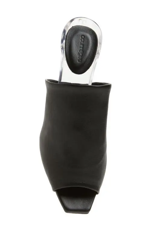 COURREGES Leather Slide Sandal With Transparent Sole - Black