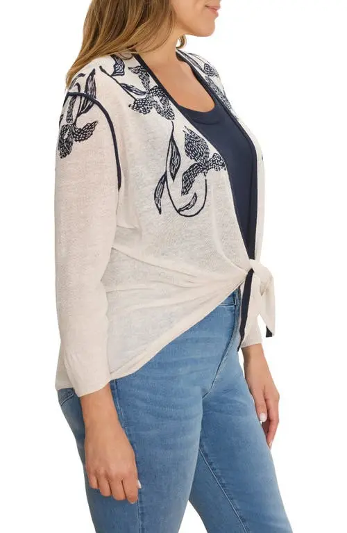 NIC+ZOE Inked Blooms Convertible Cardigan