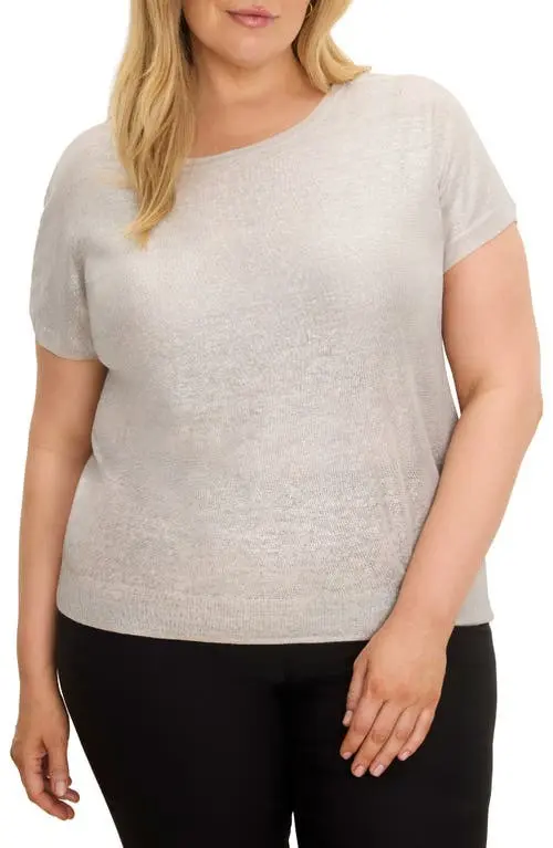 NIC+ZOE Glazed Feather Knit Short Sleeve Sweater