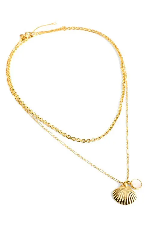 Madewell Layered Shell And Mother-of-pearl Pendant Necklaces - Antique Gold