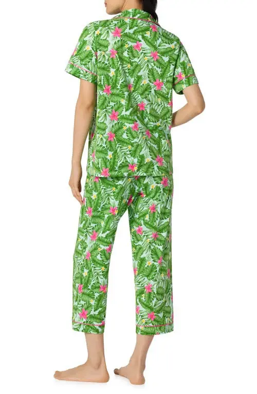 BEDHEAD PAJAMAS Print Stretch Organic Cotton Crop Pajamas - Monstera Bloom